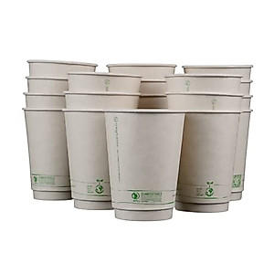 12oz Plastic-free Coffee Cups by Living Balance | 100 cups with Integrated Sleeves. Best alternatives to plastic cups.
