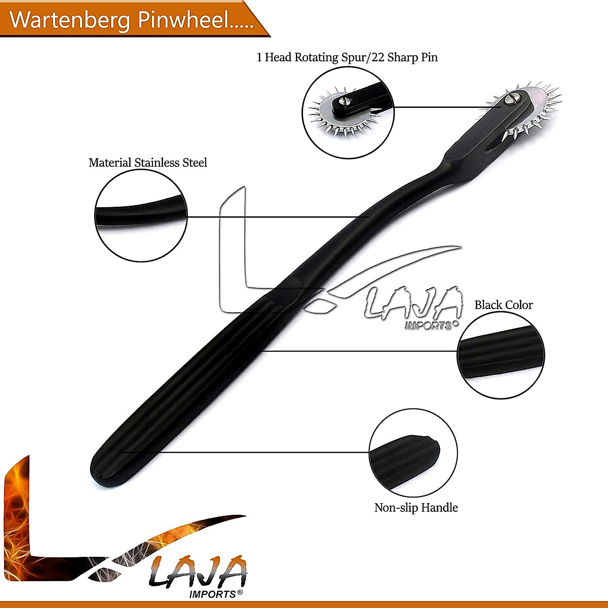 LAJA Imports Wartenberg Neurological Pinwheel Full Black