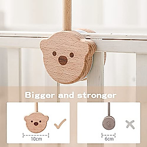 Baby Crib Mobile Arm - Wooden Baby Mobile Crib Holder for Mobile Hanging Baby Crib Attachment for Nursery Decor (Bear Crib arm)