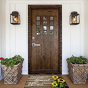 Sunflower Welcome Doormat Summer Door Mat, 17 X 29 Inch Wood Background Flower Spring Summer Decorative Home Sweet Home Entrance Mat Non-Slip Backing Floor Mat for Kitchen Bathroom