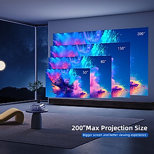 Portable Projector, Movie Projector Support 1080P 200" Display, Compatible with Fire TV Stick/PS4, Projector for Outdoor Movie for Phone with HDMI, VGA, SD/TF, AV, USB