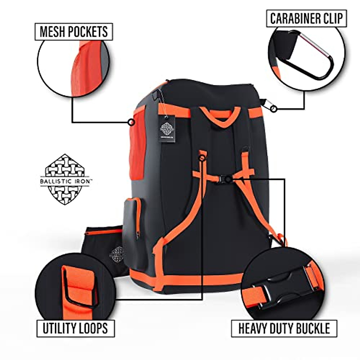 BALLISTIC IRON Heavy Duty Car Seat Travel Bag - Fits Convertible Car Seats, Infant Car Seats & Booster Seats - Carseat Cover For Airplane Travel - Carseat Travel Bag For Airplane - Car Seat Cover For Airplane Travel - Car Seat Bag - Car Seat Travel Bag Fo