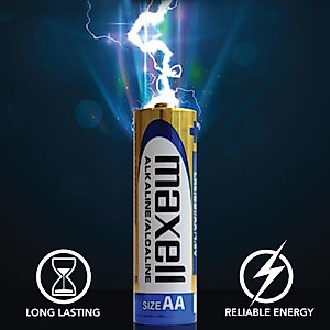 Maxell – 723465, Reliable AA Alkaline Battery - 10x Long-Lasting with 1.5V Performance with Mercury & Cadmium Free - Ideal for Wireless Keyboards, Mouse, Clocks, Flashlights & Toys - Pack of 4