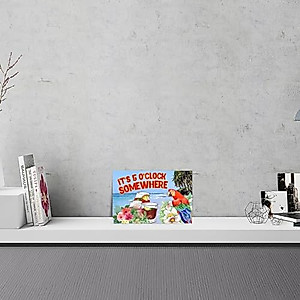 It's Five O'clock Somewhere Wooden Plaque Sign Distressed Table Country Wall Décor Wooden Signs Custom Tiki Bar Pool Hot Tub Luau Wood Sign for Bedroom Offices 8x12 Inch