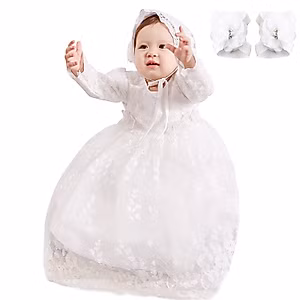 DPKM Baby Girl Baptism Dress 3PCS Infant Embroidered Christening Formal Gowns Outfit for Party Wedding