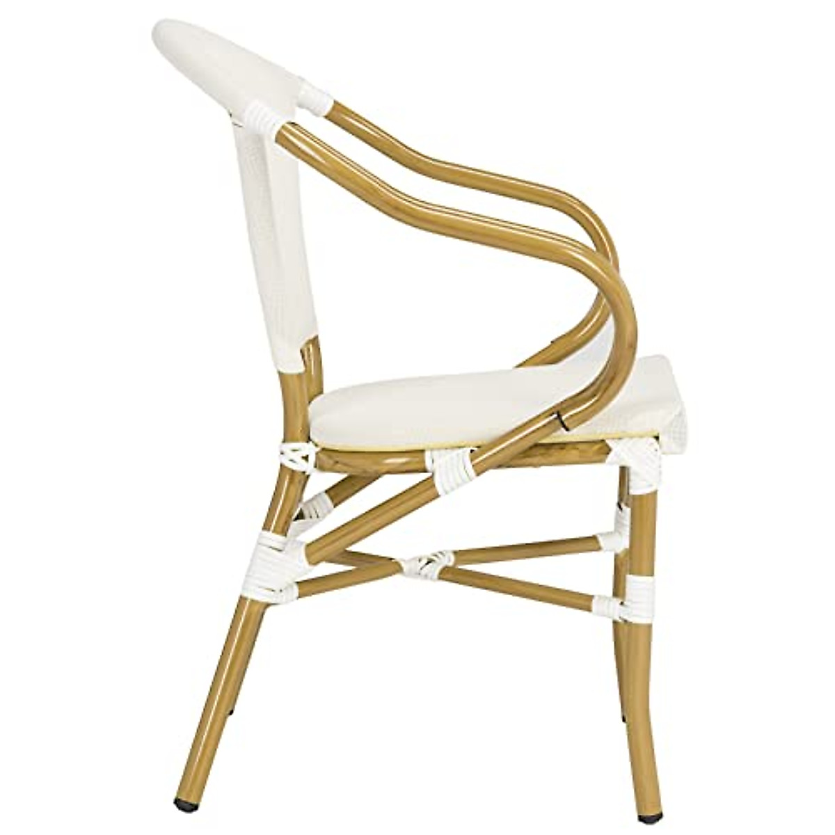 Safavieh PAT4003B-SET2 Outdoor Collection Karine Beige Stacking Arm Chair