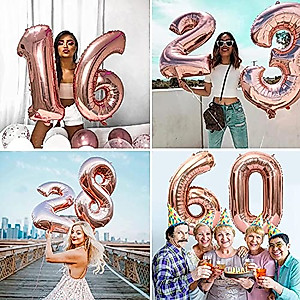 40 Inch Rose Gold Jumbo 2 Number Balloons Huge Giant Balloons Foil Mylar Number Balloons for Birthday Party,Wedding, Bridal Shower Engagement Photo Shoot, Anniversary (Rose Gold,Number 2)