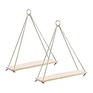 Cabilock 2 Pcs Rustic Floating Wall Shelves Wall Mounted Wood Shelf Spice Rack Flower Pot Sundries Organizer for Bathroom Office Laundry Kitchen S