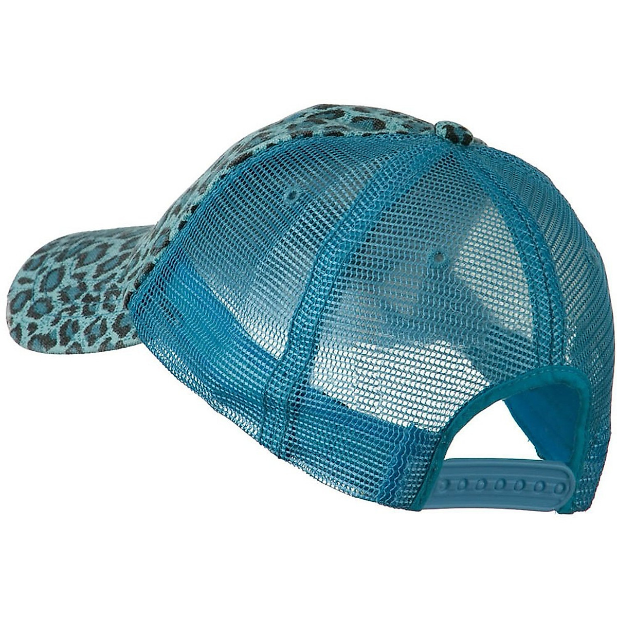 MG Women's Print Mesh Canvas Trucker Baseball Cap Hat (Blue Leopard)