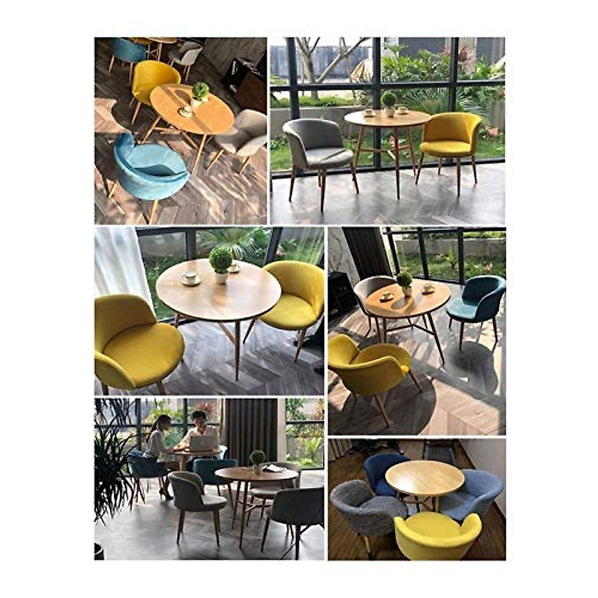 IWQHQXR Office Conference Table, Coffee Leisure Table and Chair Set Kitchen Study Bedroom Living Room Creative Display Round Dining Table Home Leisure Area Tea (Color : Style C) (Color : Grey)