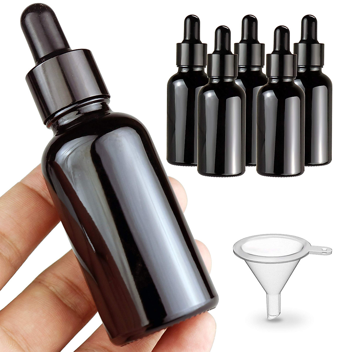 seafulee 1 oz Black Glass Bottles (30ML), with Black Glass Eye Droppers