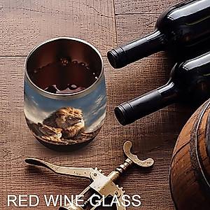 WYUSPGK 304 Stainless Steel Insulated Cup, Two Lions Print Smooth Rim, Durable & Reusable - Perfect for Office, Home, And Travel