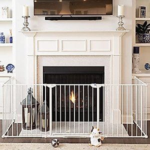 Qdos Safety Construct-A-SafeGate Customizable Extra Wide Walk-Through Baby Gate Fits 35.4”-82.7” with Included 2 Sections & Door | for Fireplaces, Large Openings or Unique Stairways | White