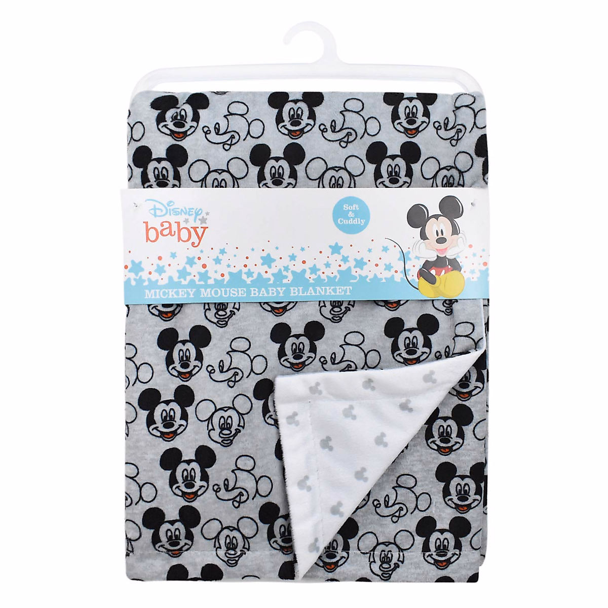 Cudlie Disney Baby Boy Mickey Mouse Baby Blanket Double Sided Mink with Grey Micky Print (30x40)
