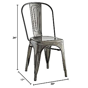 Modway Promenade Industrial Modern Steel Kitchen Room Gunmetal, One Dining Chair