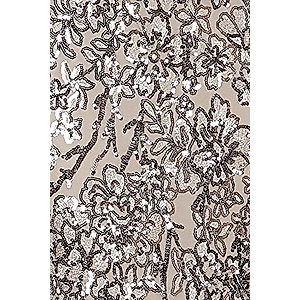 Alex Evenings Women's Long Sequin Dress with Flutter Sleeves, Mink, 18