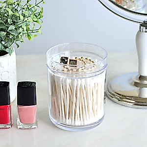 Youngever Plastic Canister Jar Organizer Set with Storage Lids, Plastic Canister Cosmetic Organizer with Top Tray Lid, Plastic Storage Jars with Lids (2 Sets 15 Ounce)