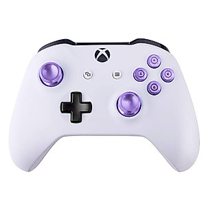 Metal Thumbsticks Joysticks for Xbox One Controller, Aluminum Alloy ABXY Bullet Buttons Analog Grip Replacement Parts for Xbox One S/X/Series X Controllers with Installation Tool(Purple)