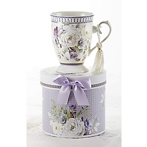 Delton Porcelain 8148-7 Purple Elegance Porcelain Mug in Gift Box, 5-inch Height