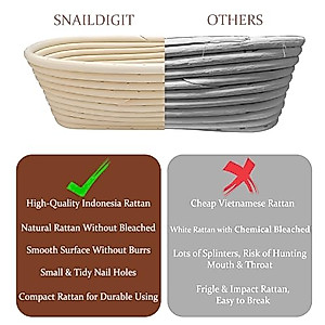 Banneton Bread Proofing Basket Set of 2: 10 Inch Oval Dough Proofing Bowls with Liners, Bread Basket for Artisan Sourdough Bread Making for Professionals and Home Bakers