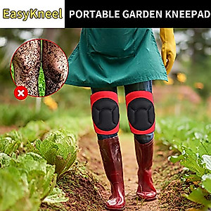 Audance Womens Knee Pads, Knee Pads for Women with Thick EVA Foam Padding Protective Pads Suitable for Women House Cleaning Gardening Work Dance Yoga(L), Red, Large