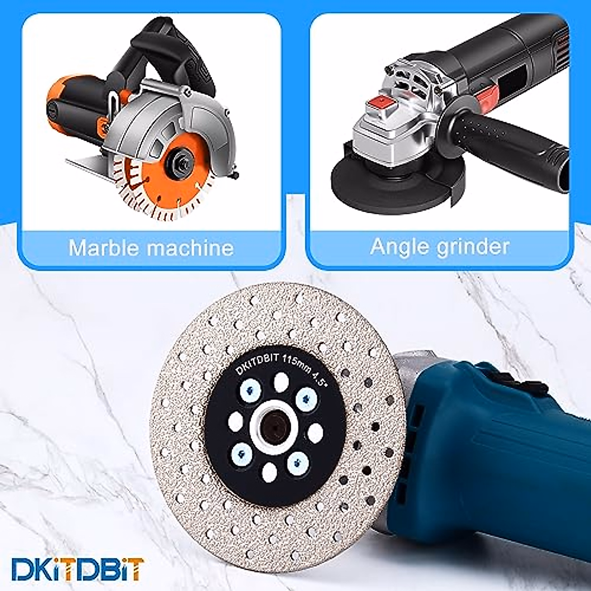 Diamond Tile Cutting Grinding Wheel, 4-1/2inch Disc Blade for Angle Grinder to Cut Grind Polish Porcelain Ceramic Marble Stone, with Dual Diamond Coverage and 5/8-11 Arbor Adaptor, Durable Efficient
