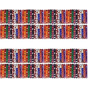 ibasenice 288 pcs Props Slap Decors Favors Wristbands Band Random Snap Supplies Bracelets Photo for Pumpkin Wrist Wristband Bands Circle Parties Style Kids Print Ghost Decorative Spider