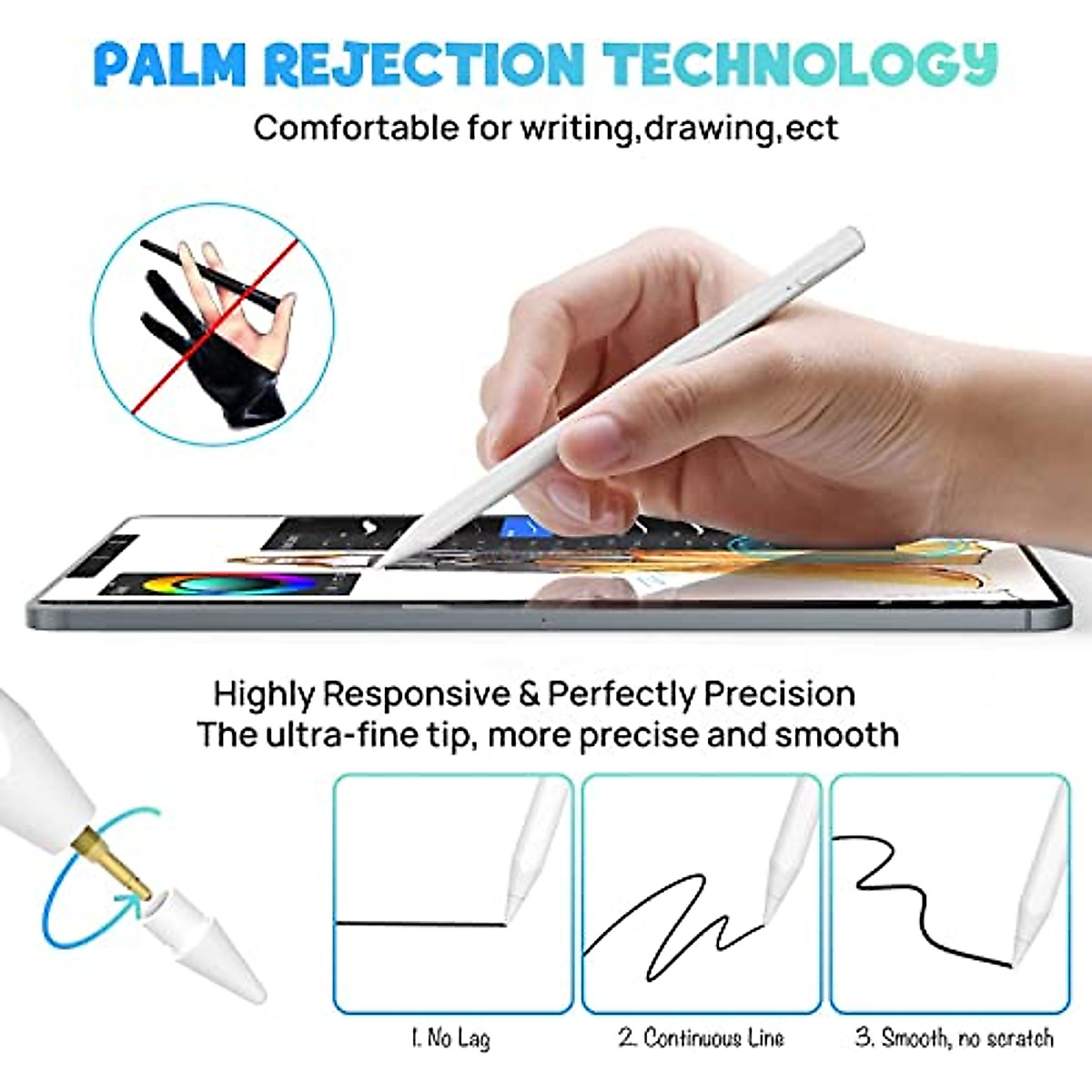 Stylus Pen for Tablet, for Touchable Monitor 11-12.9 inch White