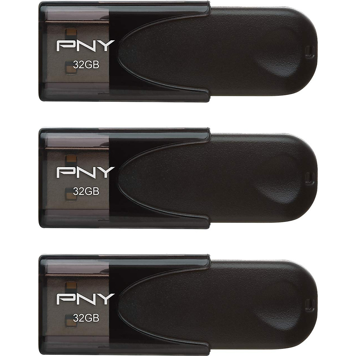 PNY 32GB Attaché 4 USB 2.0 Flash Drive 3-Pack, black