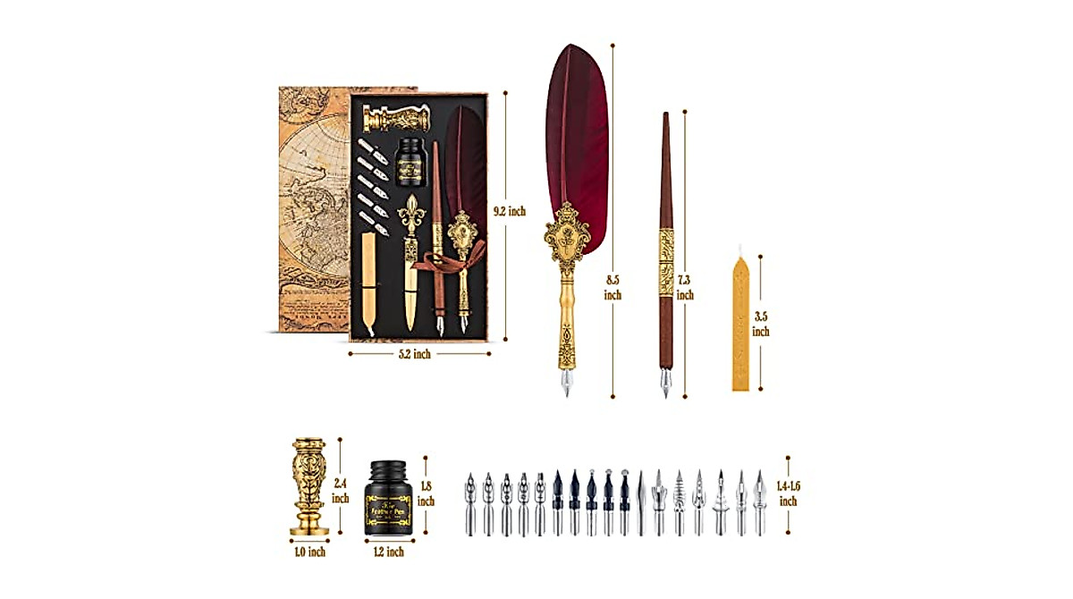 Hethrone Feather Pen Set - Perfect for Calligraphy