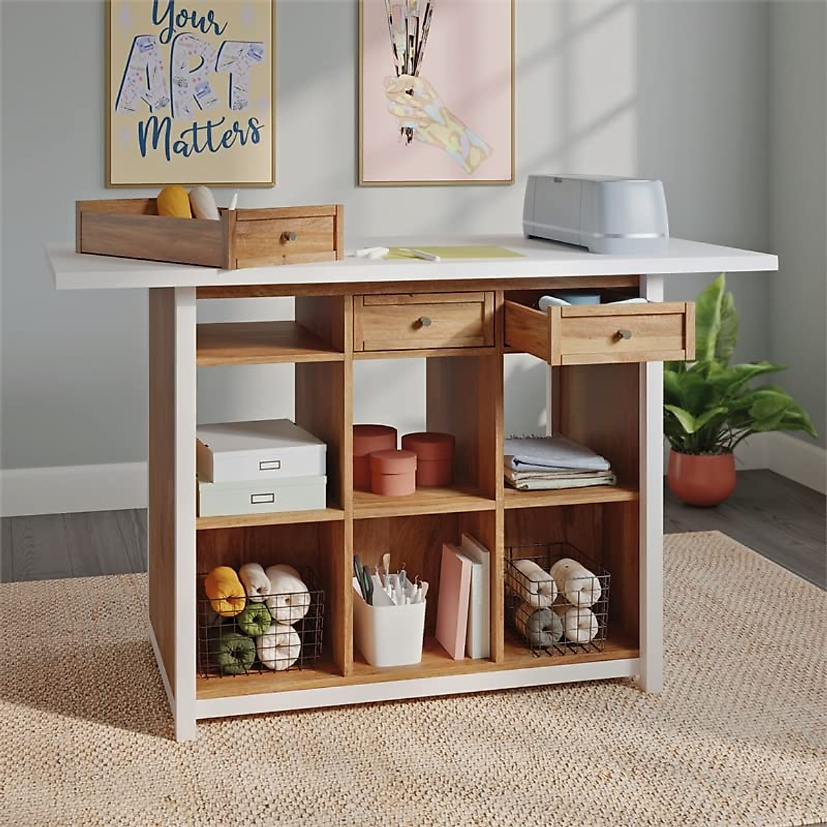 Sauder Craft Pro Series Transitional Engineered Wood Work Table in Brown