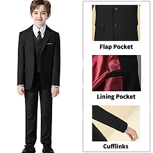Boy Suits 3 Piece Formal Kids Tuxedo Suits for Boys Wedding Dresswear Ring Bearer Outfit with Blazer Jacket Vest and Pants Set Size 12