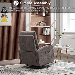 JOYBASE Swivel Rocking Chair, Swivel Glider Rocker Nursery Chair, Nursing Rocking Accent Chair with High Backrest, Modern Comfy Lounge Chair Armchair for Living Room, Nursery, Bedroom (Dark Grey)