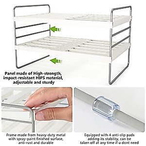1Easylife Expandable Foil Organizer, 3-Tier Stackable Cabinet Shelf Organizers Adjustable Kitchen Wrap Box Organiser Rack Storage for Countertop Pantry(9.84 to 15.74" L)