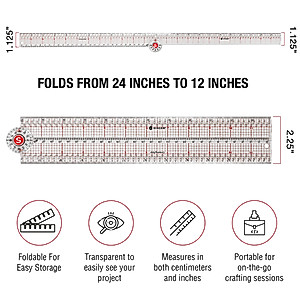 SINGER Quilting Tool Kit with 24-Count Fabric Clips, 24-Inch Folding Ruler, and 45mm Rotary Cutter - Quilting Supplies for Patternmaking, Sewing, Fabric Work