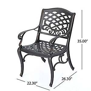 Christopher Knight Home Myrtle Beach Outdoor Aluminum Dining Chairs, 2-Pcs Set, Shiny Copper