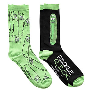 Hyp Rick and Morty Pickle Rick Men's Casual Crew Socks 2 Pair Pack