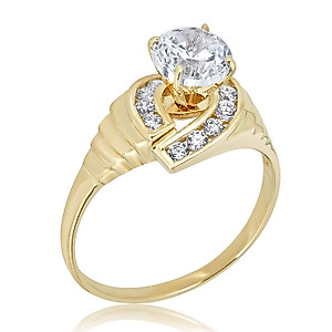 AVORA 10K Yellow Gold 1 Carat Solitaire Simulated Diamond CZ Classic Engagement Wedding Anniversary Ring - Size 8