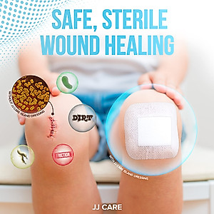 JJ CARE Adhesive Island Dressing [Pack of 25], 4x4 Sterile Bordered Gauze Dressing, Breathable, Individually Wrapped Island Wound Bandages with Highly Absorbent Non-Stick Center Pad