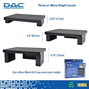 DAC STAX Computer Monitor Riser, Ultra-Sturdy Adjustable Desktop Monitor Stand, Supports up to 66 Pounds, Medium Size, 2-Pack, for Dual Monitor Setup