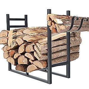 GREEN PARTY Firewood Rack with Kindling Holder, 3ft Heavy Duty Metal Firewood Holder, 30" Tall Indoor/Outdoor Log Rack Wood Holder for Fireplace Kindling Wood Storage and Wood Stove Accessories