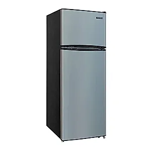 Thompson Thomson TFR725 2 Door Apartment Size Refrigerator with Freezer and Rounded Chrome Corners, 7.5 cu. ft, Platinum, Stainless