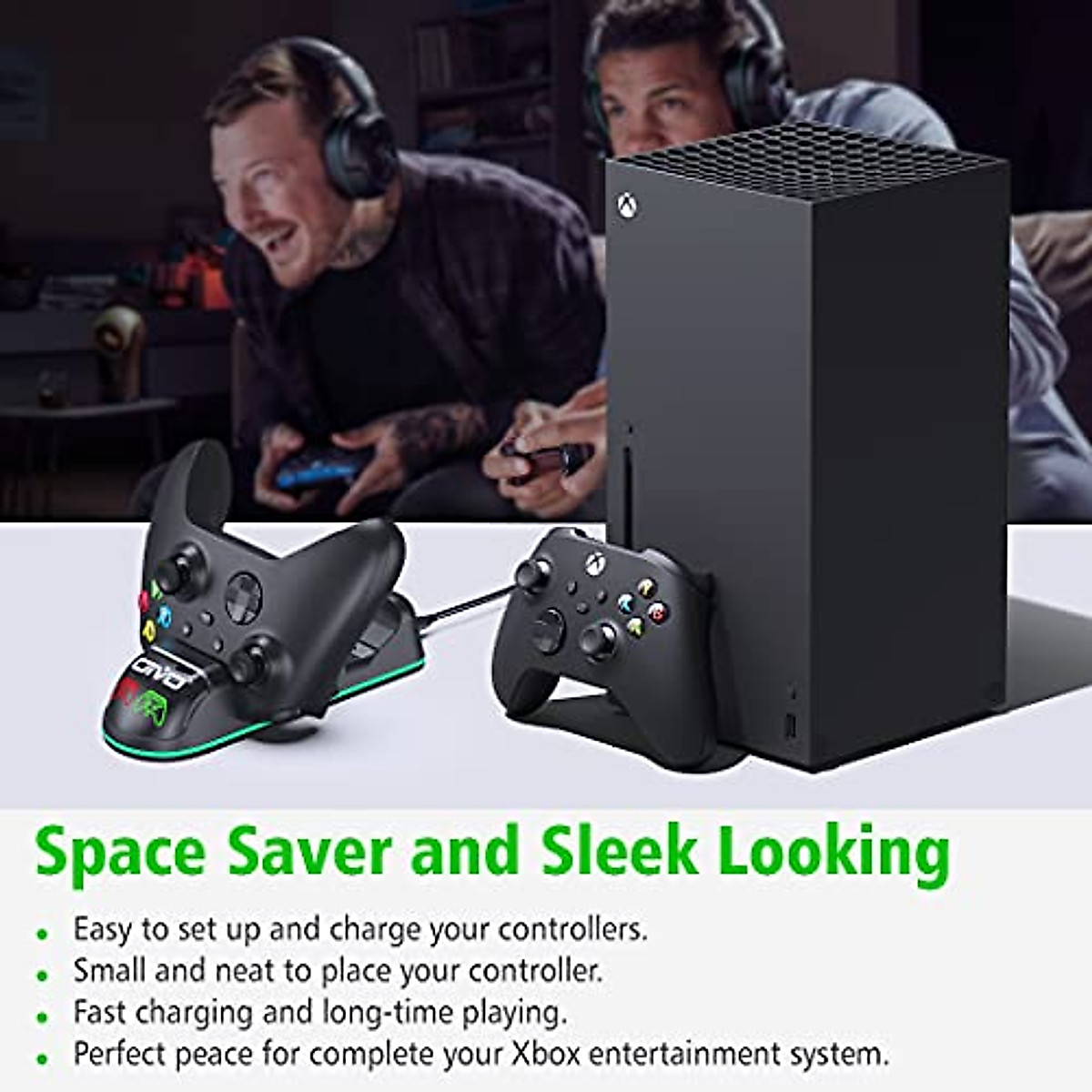 OIVO XSX Controller Charger Station with 2 Packs 3360mWh Rechargeable Battery for Xbox Series X/S/One/Elite/Core Controller, Charging Dock with 4 Packs Covers