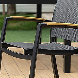 Armen Living Panama Outdoor 5 Piece Black Aluminum Dining Set