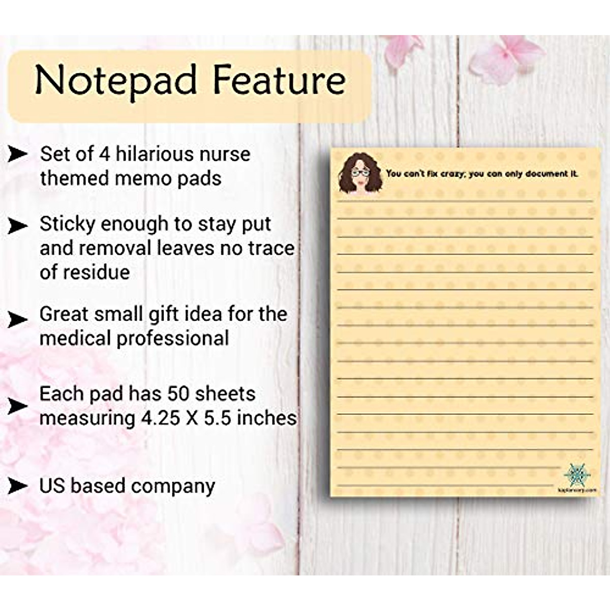 KAPTAN Funny Notepads - Nurse/Doctor Medical Themed, Sarcastic Memo Pads for Writing Notes, Lists, Appointments, and Schedules, Cute Office Stationery