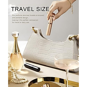 BRARIOS Refillable Portable Mini Perfume Atomizer for Travel, 5ml Luxury Empty Leakproof Pump Perfume Spray bottle Atomizer for Man and Woman (Y-Champaign Gold)