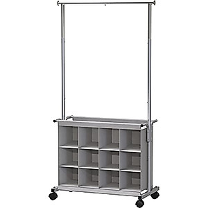 Simple Houseware Garment Rack with 16 Shoes Organizer, Grey