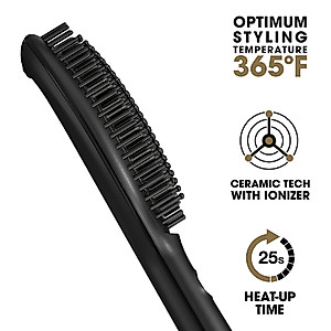 ghd Glide Hot Air Hair Brush ― Professional Smoothing Blow Dryer, Ceramic Hair Straightener, Styler, and Blow Dry Brush ― Black