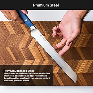 Misen Serrated Bread Knife - 9.5 Inch, High Carbon Stainless Steel, Japanese AUS10 - Ideal for Sourdough, Challah, Watermelon - Bread Slicer - Black