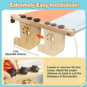 Cat Window Perch Sturdy Cat Window Hammock with Wood and Metal Frame-No Drilling Required-Multiple Ways to Use-Cat Bed for Windowsill,Floor,Bedside or Cabinet-Suitable for Large Cat or Fat Cats-(M)